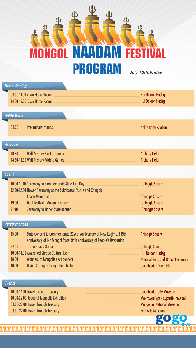 MONGOL NAADAM FESTIVAL PROGRAM