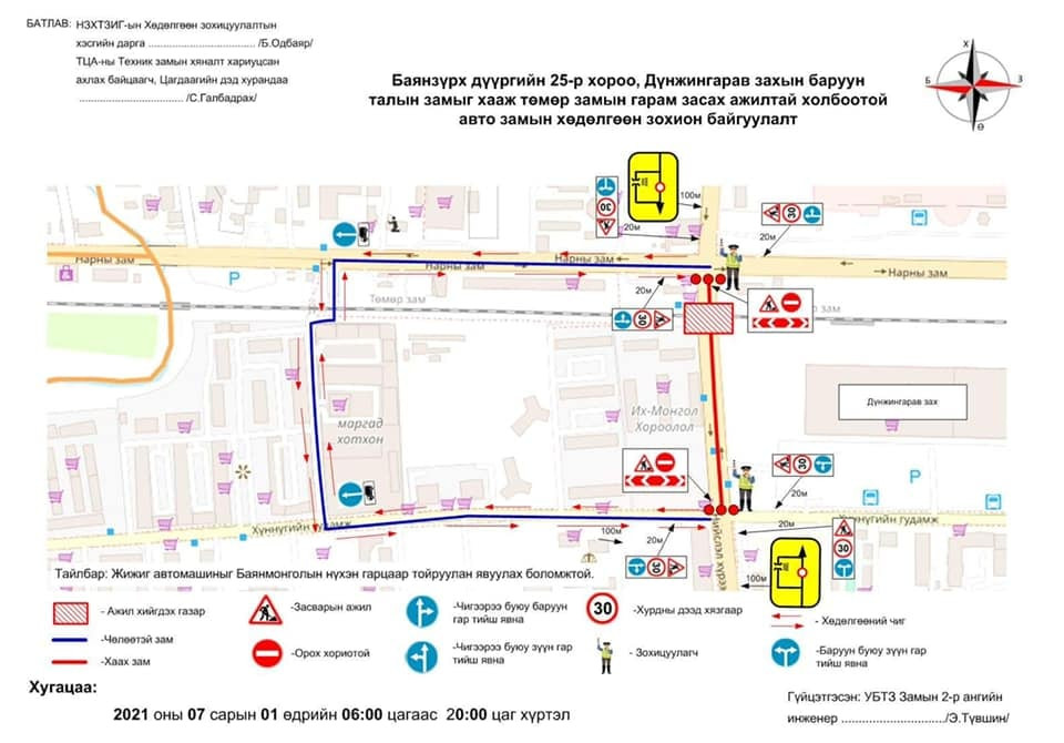 Дүнжингарав худалдааны төвийн баруун талын төмөр замын гармыг хааж