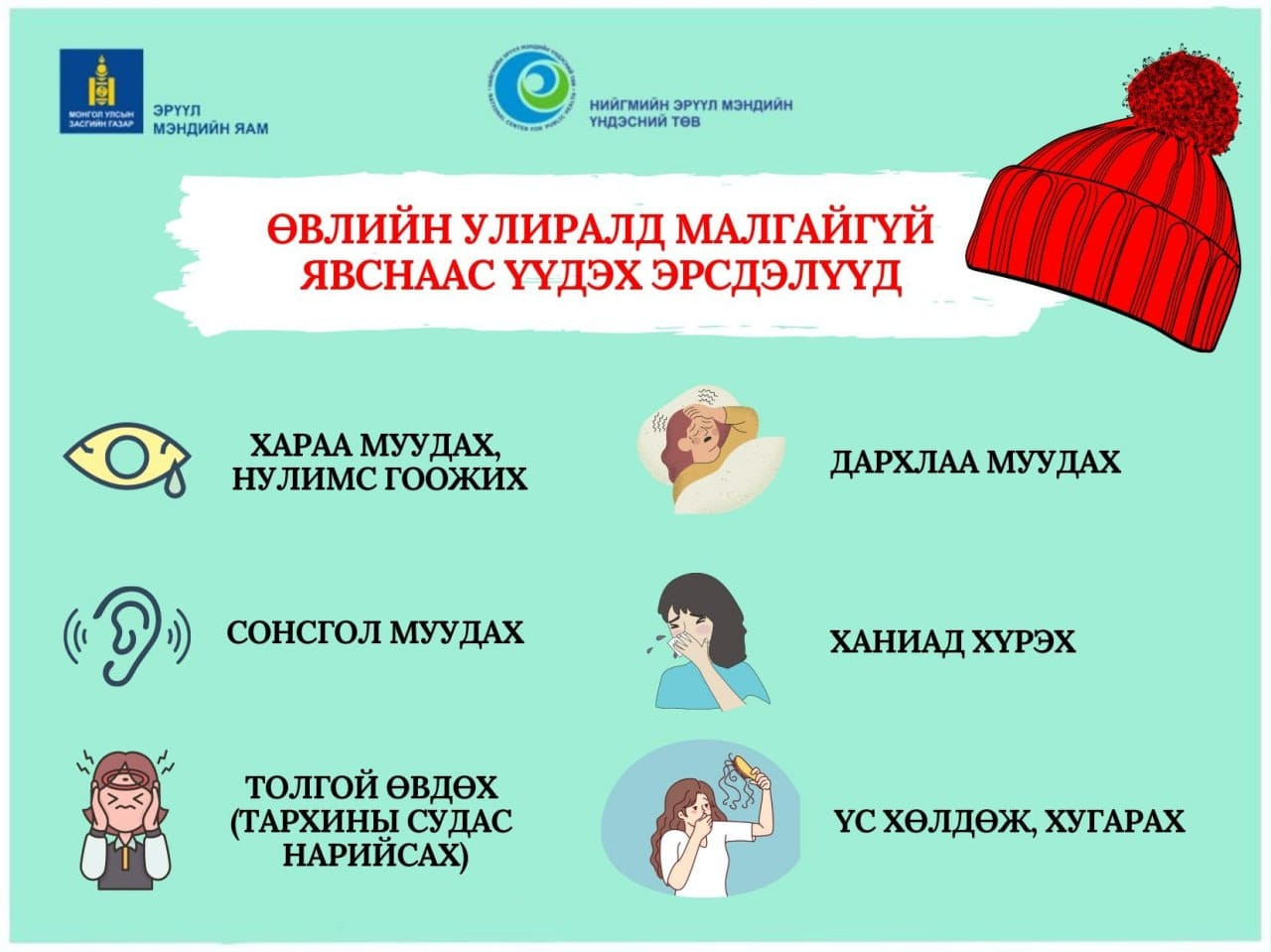 Толгой даарвал хараа муудаж нулимс гоождог болох эрсдэлтэй